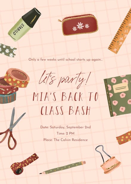Back To Class Bash - Back To School Invitation Template | Greetings Island